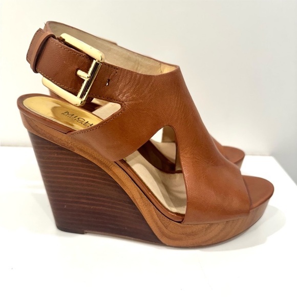 Michael Kors | Shoes | Michael Kors Josephine Brown Leather And Wooden ...